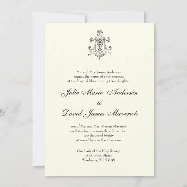 Catholic Classic Elegant Religious Wedding Invitation | Zazzle