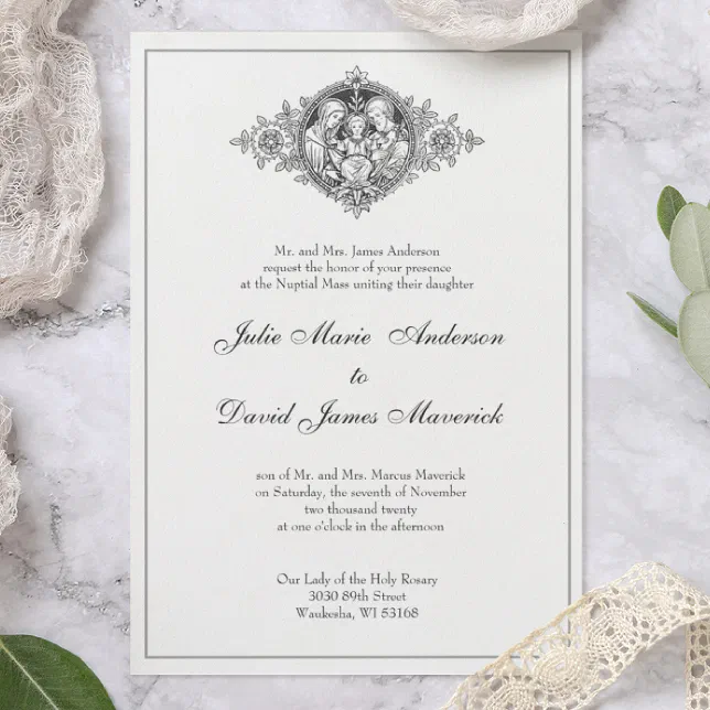 Catholic Classic Elegant Religious Wedding Invitation | Zazzle