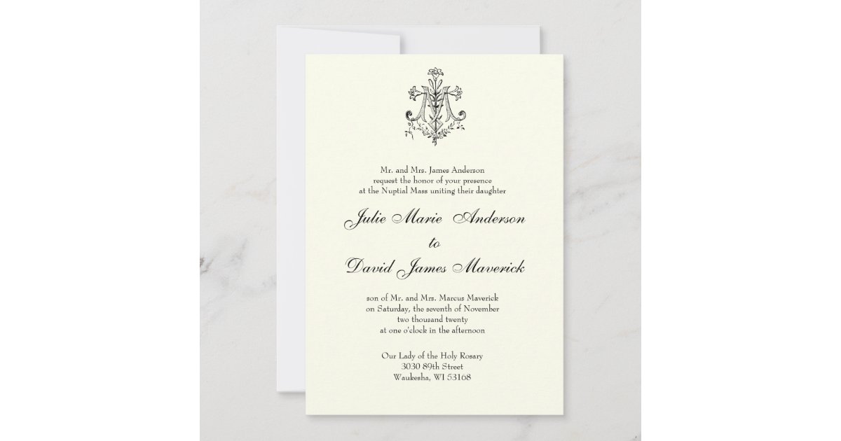 Catholic Classic Elegant Religious Wedding Invitation | Zazzle
