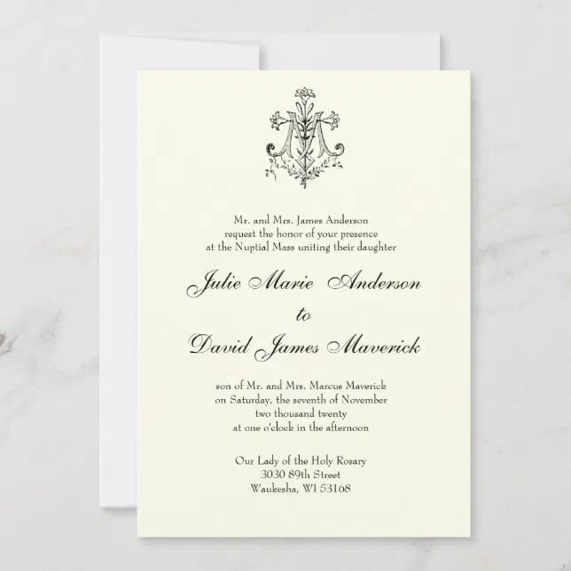 Catholic Classic Elegant Religious Wedding Invitation | Zazzle