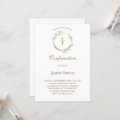 catholic Confirmation gold circle green leaves Invitation | Zazzle