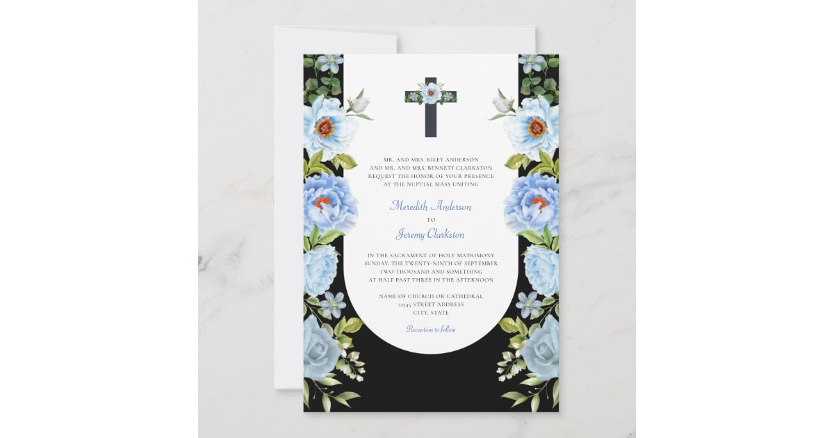 Catholic Cross Nuptial Mass Religious Wedding Invitation | Zazzle