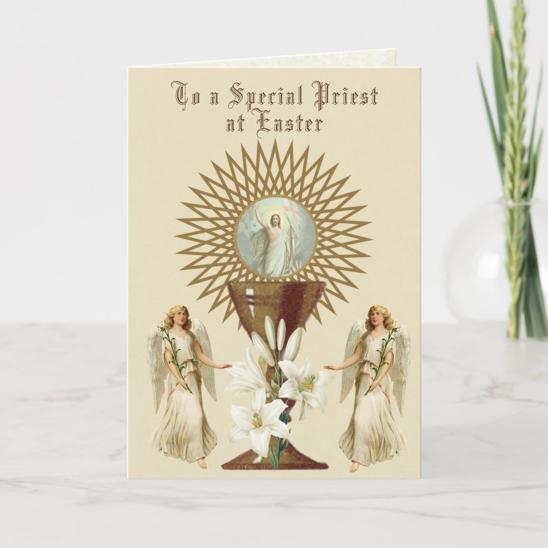 Catholic Easter Prayer Resurrection Priest Jesus Holiday Card | Zazzle