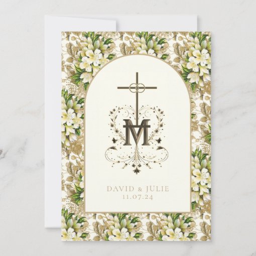 Catholic Elegant Floral Religious Wedding Invitation | Zazzle