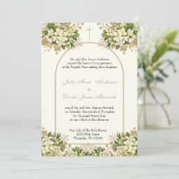 Catholic Elegant Floral Religious Wedding Invitation | Zazzle