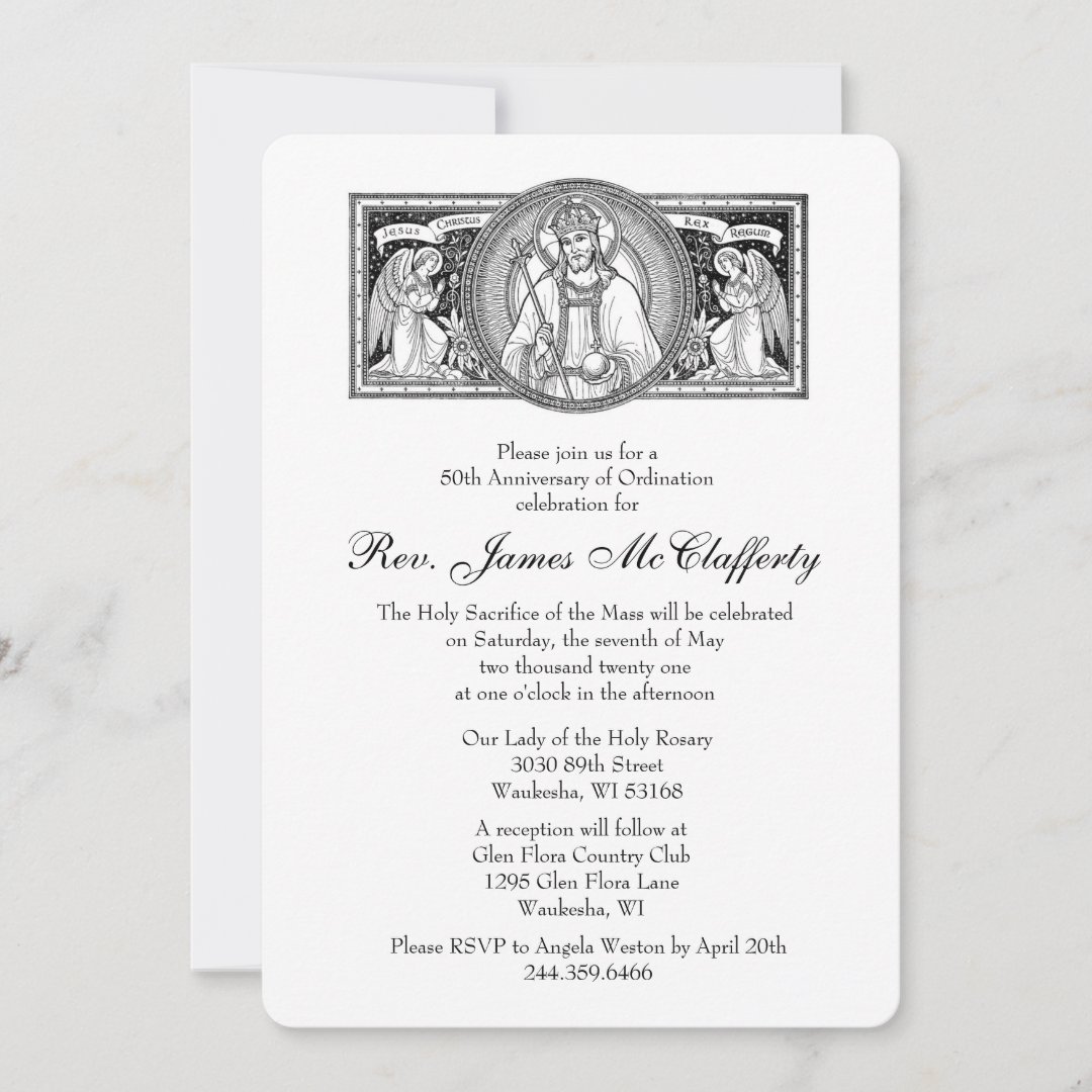 Catholic Elegant Priest Ordination Anniversary In Invitation | Zazzle