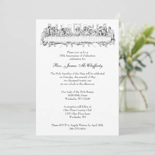 Catholic Elegant Priest Ordination Anniversary Inv Invitation | Zazzle