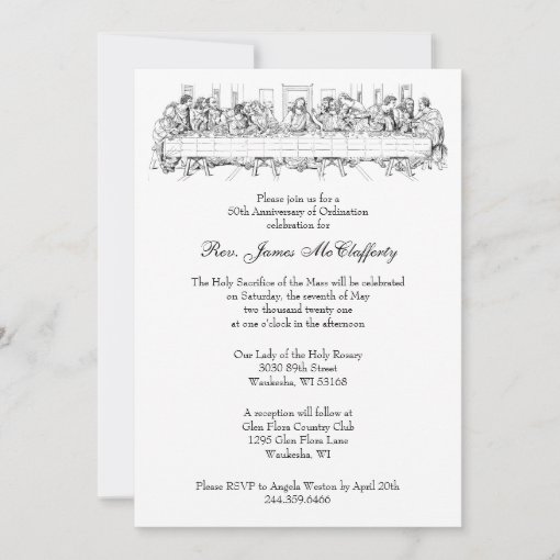 Catholic Elegant Priest Ordination Anniversary Inv Invitation | Zazzle