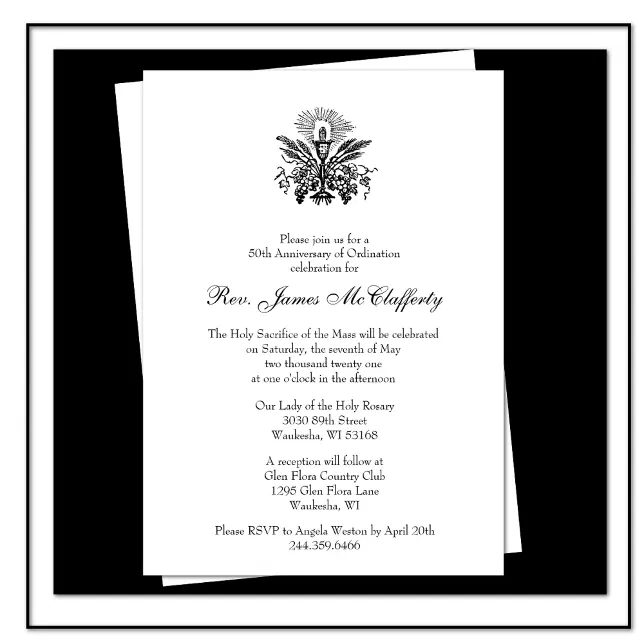 Catholic Elegant Priest Ordination Anniversary Inv Invitation | Zazzle