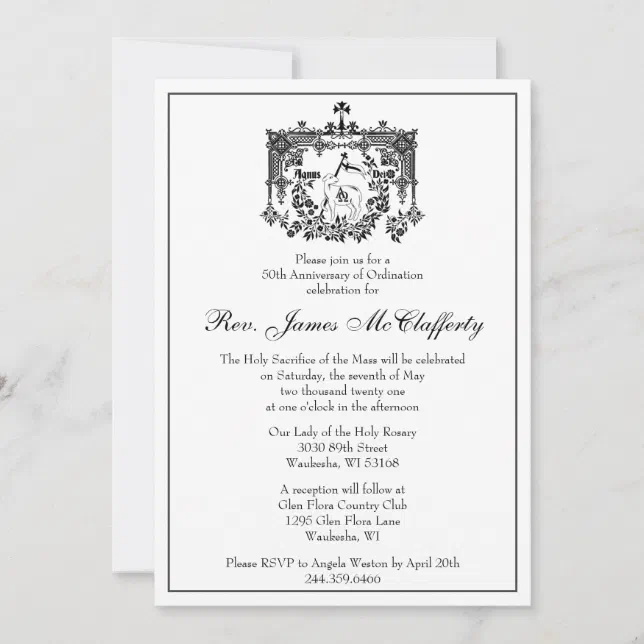 Catholic Elegant Priest Ordination Anniversary Invitation | Zazzle