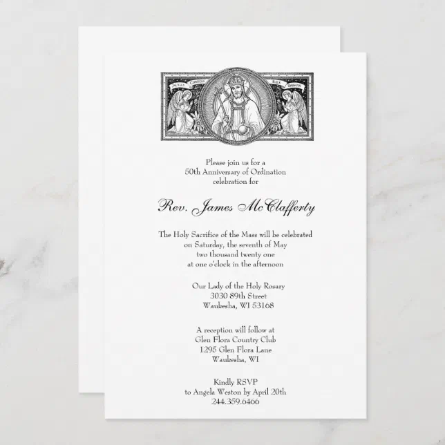 Catholic Elegant Priest Ordination Anniversary Invitation | Zazzle