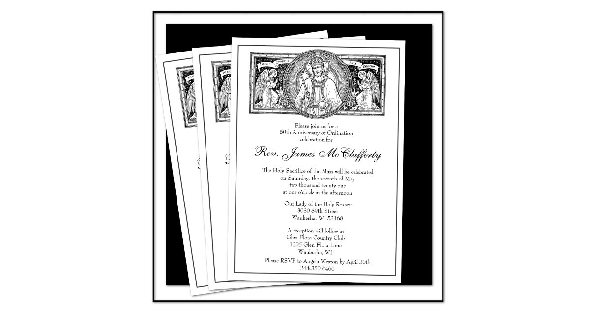 Catholic Elegant Priest Ordination Anniversary Invitation | Zazzle