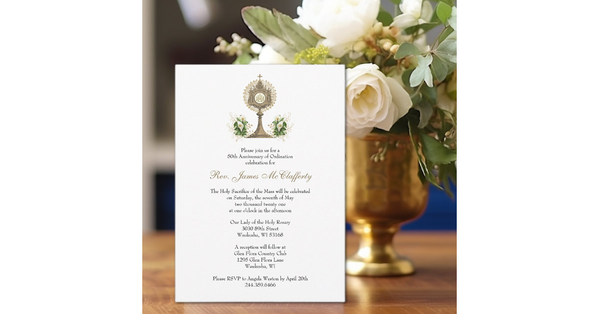 Catholic Elegant Priest Ordination Anniversary Invitation | Zazzle