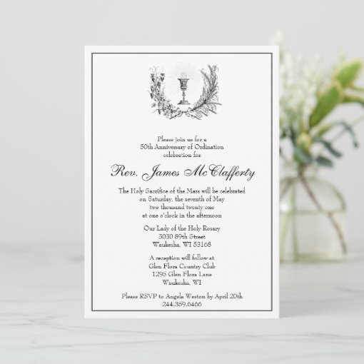 Catholic Elegant Priest Ordination Anniversary Invitation | Zazzle
