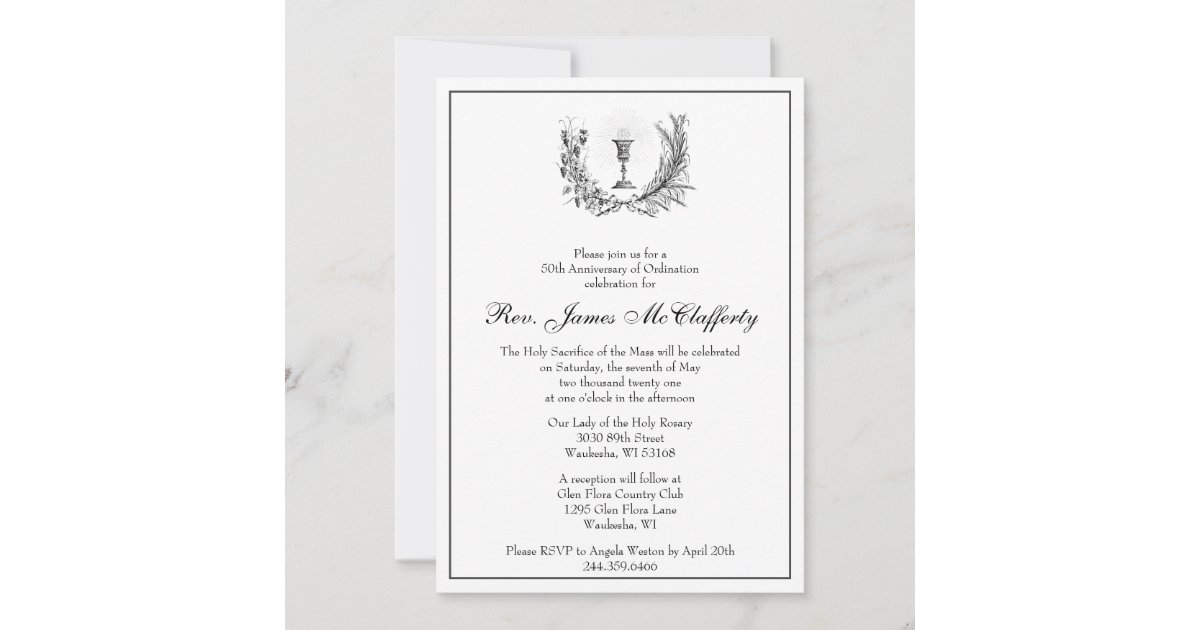 Catholic Elegant Priest Ordination Anniversary Invitation | Zazzle