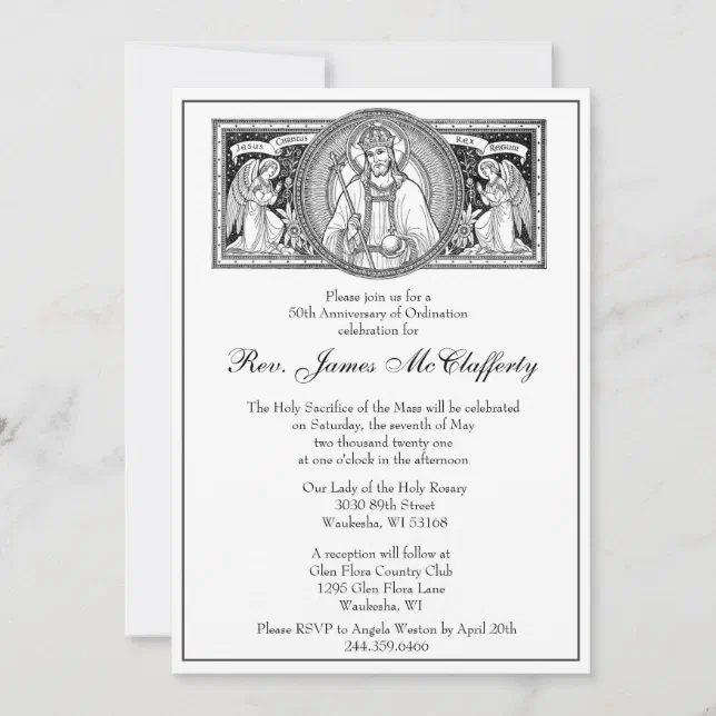 Catholic Elegant Priest Ordination Anniversary Invitation | Zazzle