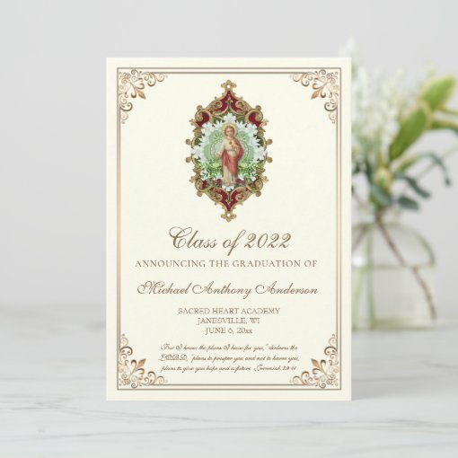 Catholic Elegant Religious Jesus Graduation Invitation | Zazzle