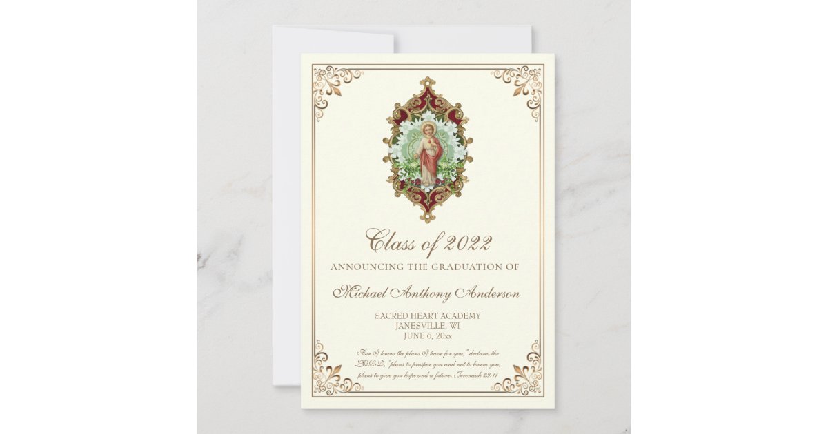 Catholic Elegant Religious Jesus Graduation Invitation | Zazzle