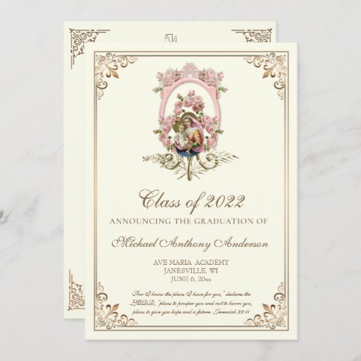 Catholic Elegant Religious Marian Graduation Invitation | Zazzle