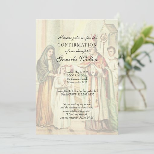 Catholic Elegant Sacrament of Confirmation Girl Invitation | Zazzle