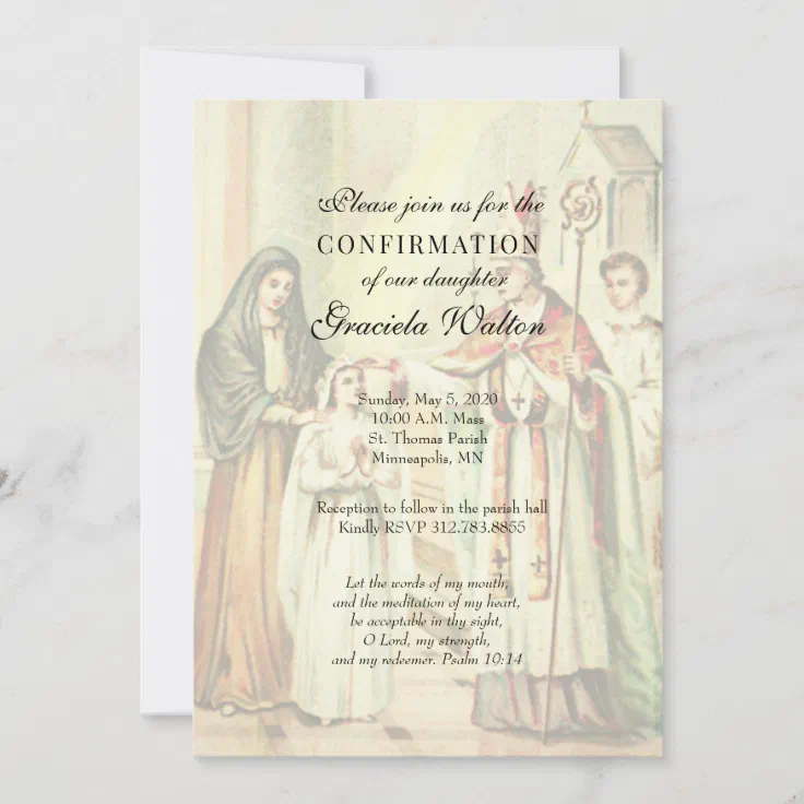 Catholic Elegant Sacrament of Confirmation Girl Invitation | Zazzle