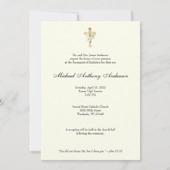 Catholic Elegant Sacrament of Initiation Invitation | Zazzle