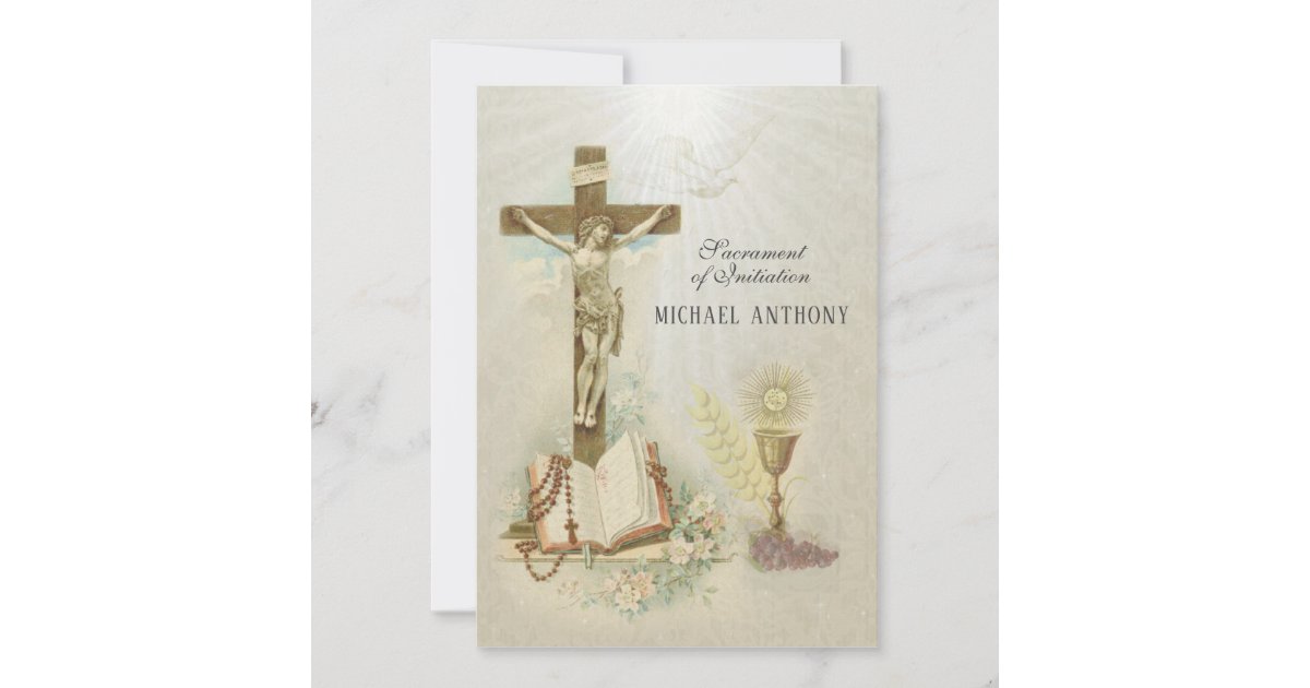 Catholic Elegant Sacrament of Initiation Invitation | Zazzle