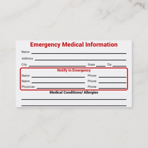 Catholic Emergency Contact Card | Zazzle
