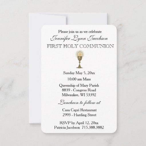 Catholic Eucharist First Holy Communion Invitation | Zazzle