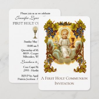 Catholic Eucharist First Holy Communion Invitation | Zazzle
