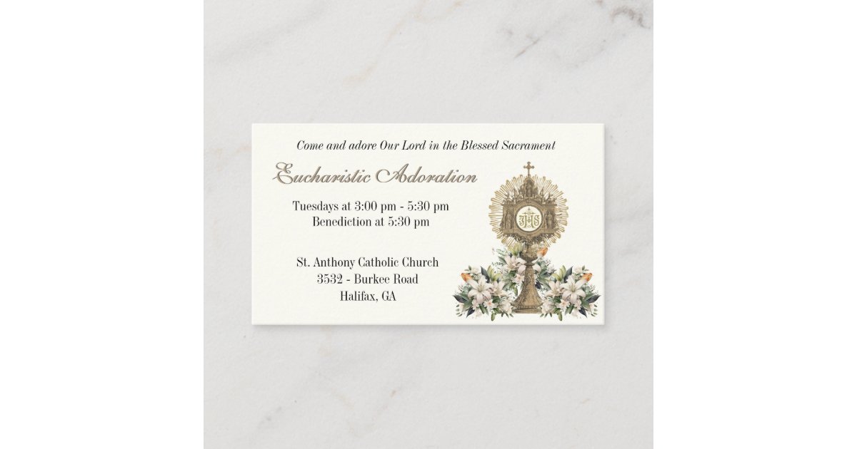Catholic Eucharistic Adoration Floral Prayer Enclosure Card | Zazzle