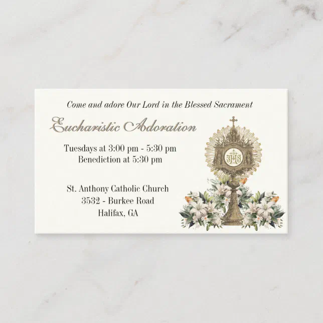 Catholic Eucharistic Adoration Floral Prayer Enclosure Card | Zazzle