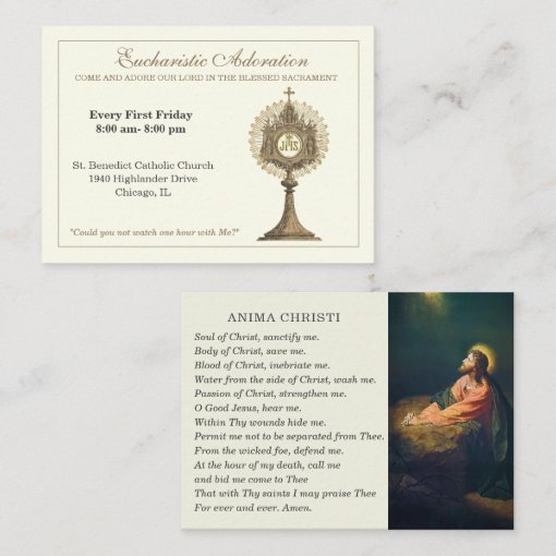 Catholic Eucharistic Adoration Jesus Prayer Business Card | Zazzle