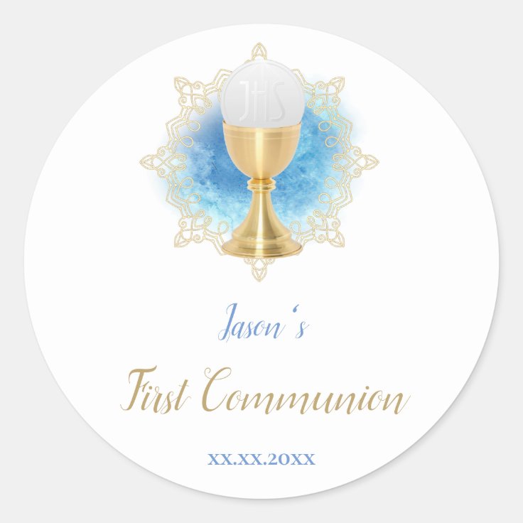 Catholic First Communion Classic Round Sticker | Zazzle
