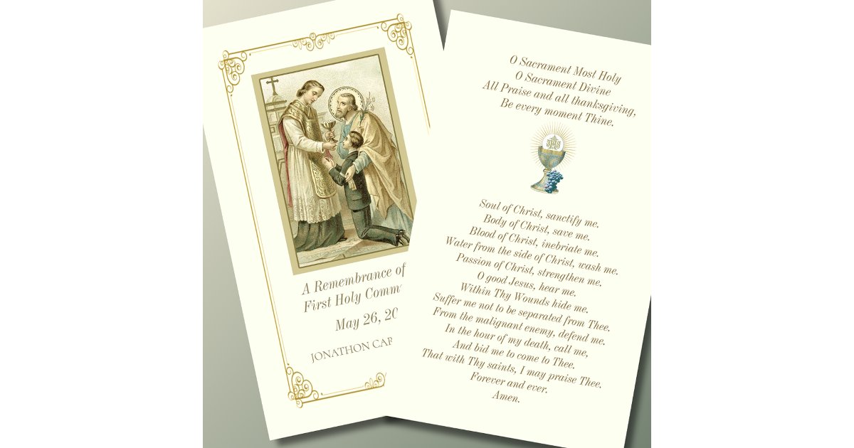 Catholic First Communion Remembrance Prayer Card | Zazzle