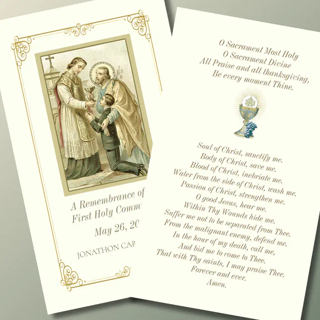Catholic First Communion Remembrance Prayer Card | Zazzle