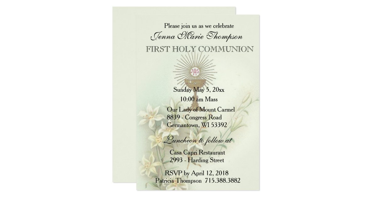 Catholic First Holy Communion Invitation | Zazzle.com