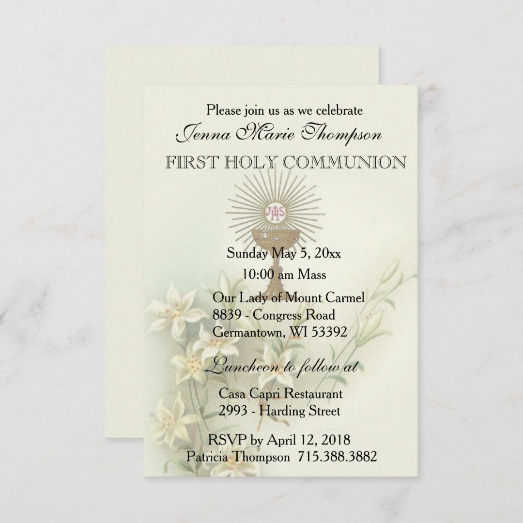 Catholic First Holy Communion Invitation | Zazzle