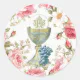 Catholic First Holy Communion pink roses Classic Round Sticker | Zazzle