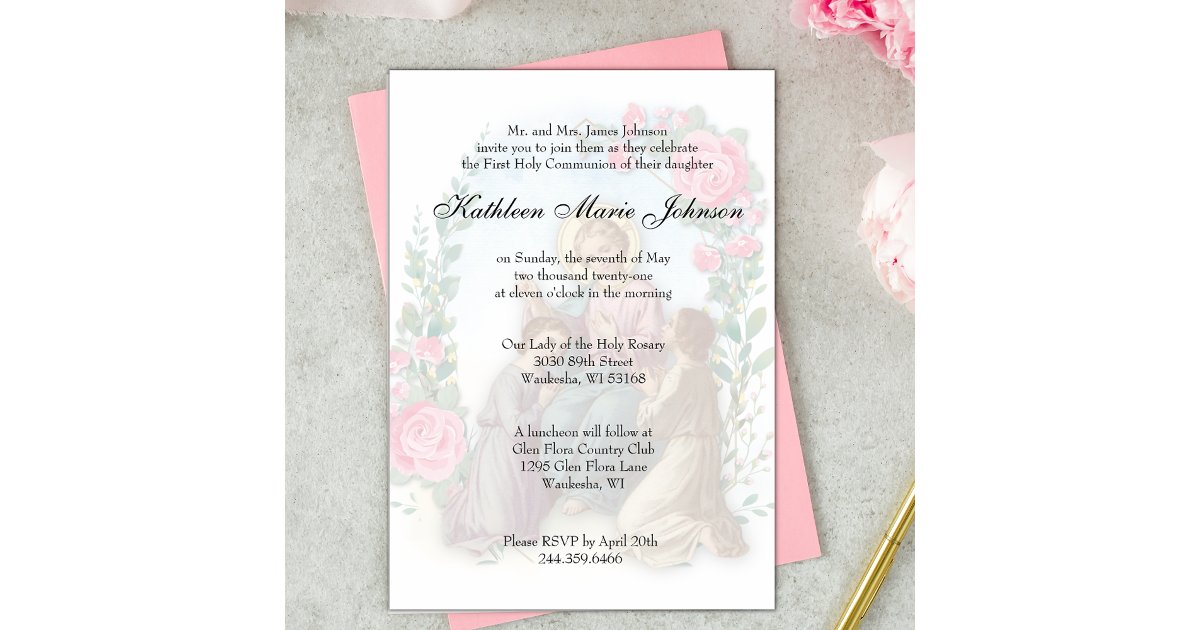 Catholic First Holy Communion Traditional Invitati Invitation | Zazzle