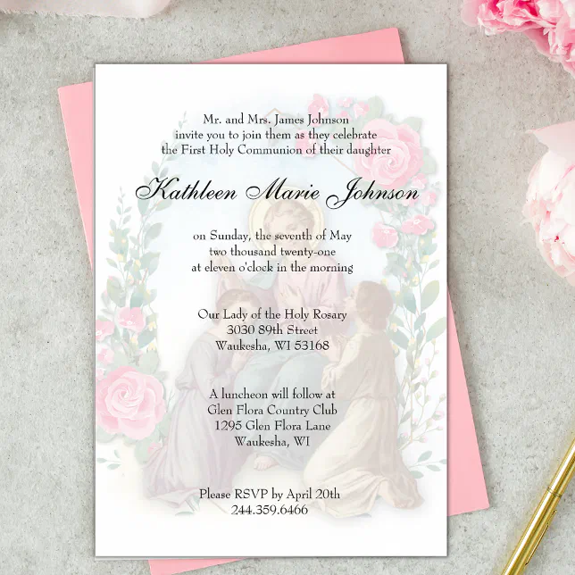 Catholic First Holy Communion Traditional Invitati Invitation | Zazzle