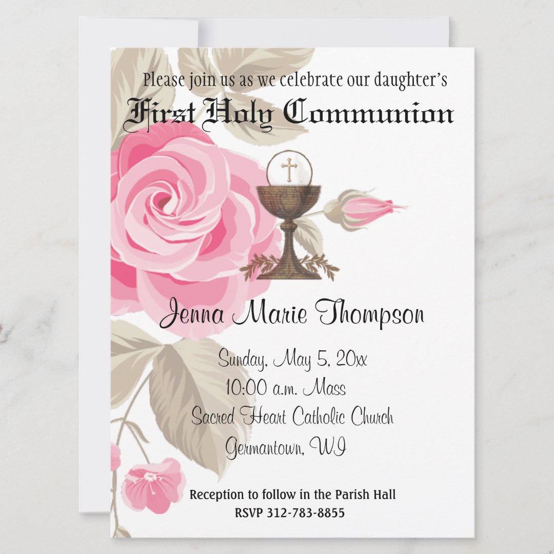 Catholic First Holy Communion Traditional Invitation | Zazzle