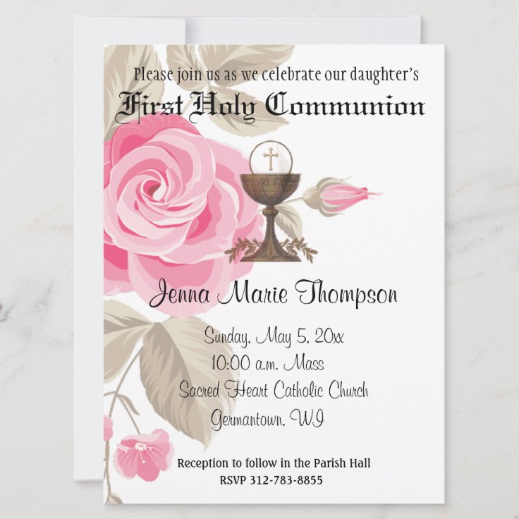 Catholic First Holy Communion Traditional Invitation | Zazzle