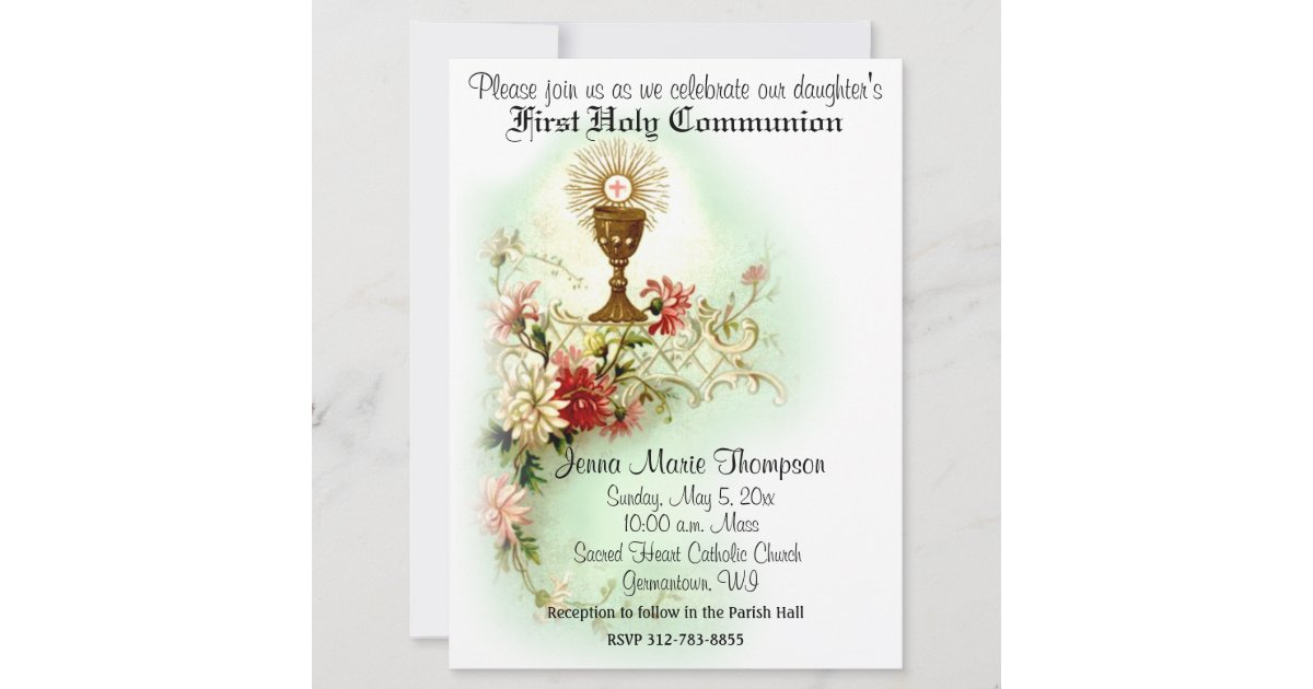 Catholic First Holy Communion Traditional Invitation | Zazzle