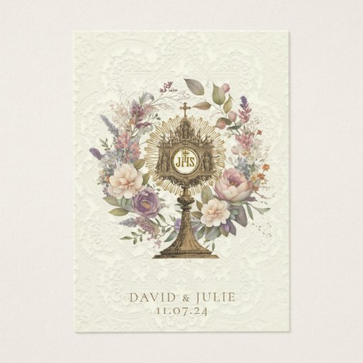 Catholic Floral Monstrance Wedding Holy Card | Zazzle
