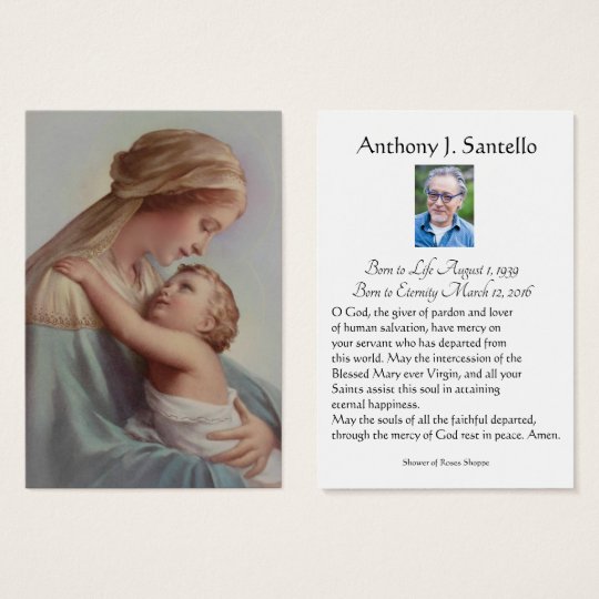 Catholic Funeral Mary Memorial Prayer Holy Card | Zazzle.com