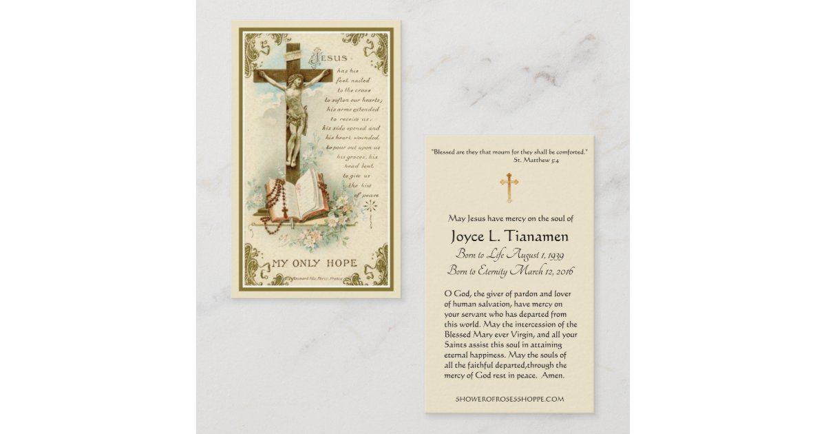 Catholic Funeral Memorial Crucifix Holy Card | Zazzle