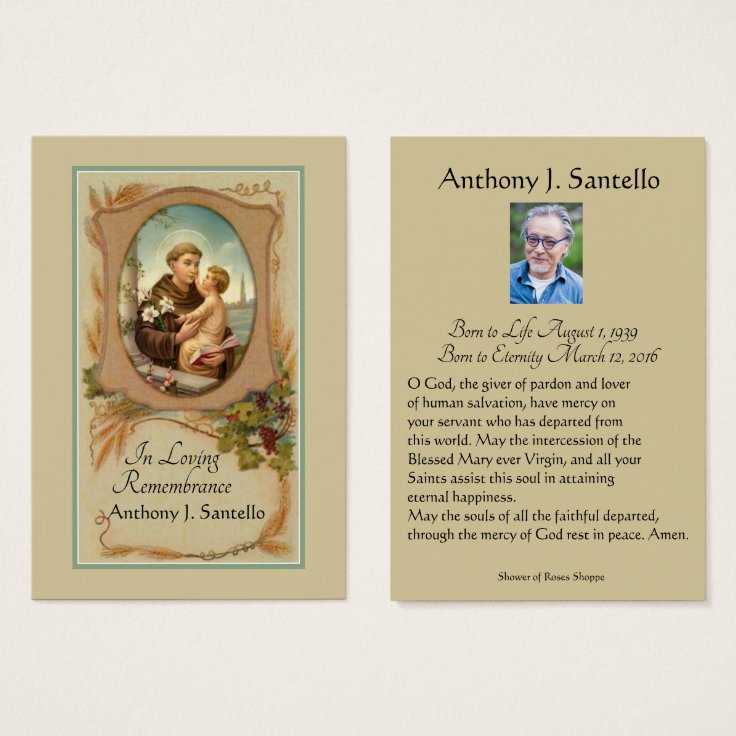 Catholic Funeral Memorial Prayer Holy Card | Zazzle