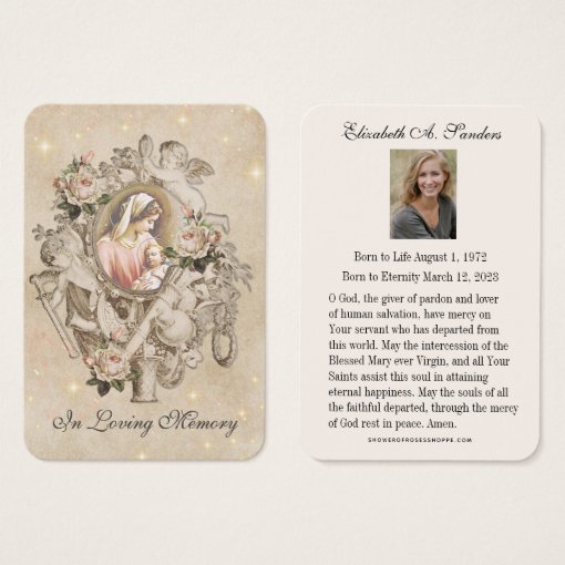Catholic Funeral Memorial Prayer Holy Card | Zazzle