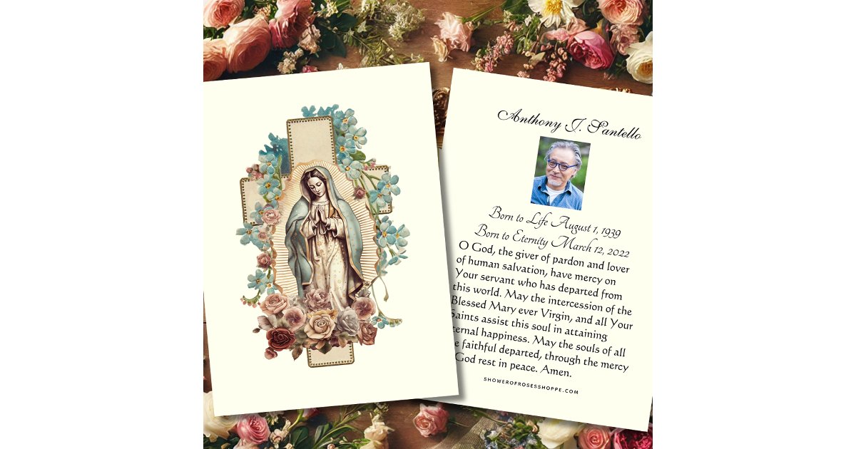 Catholic Funeral Memorial Prayer Holy Card | Zazzle